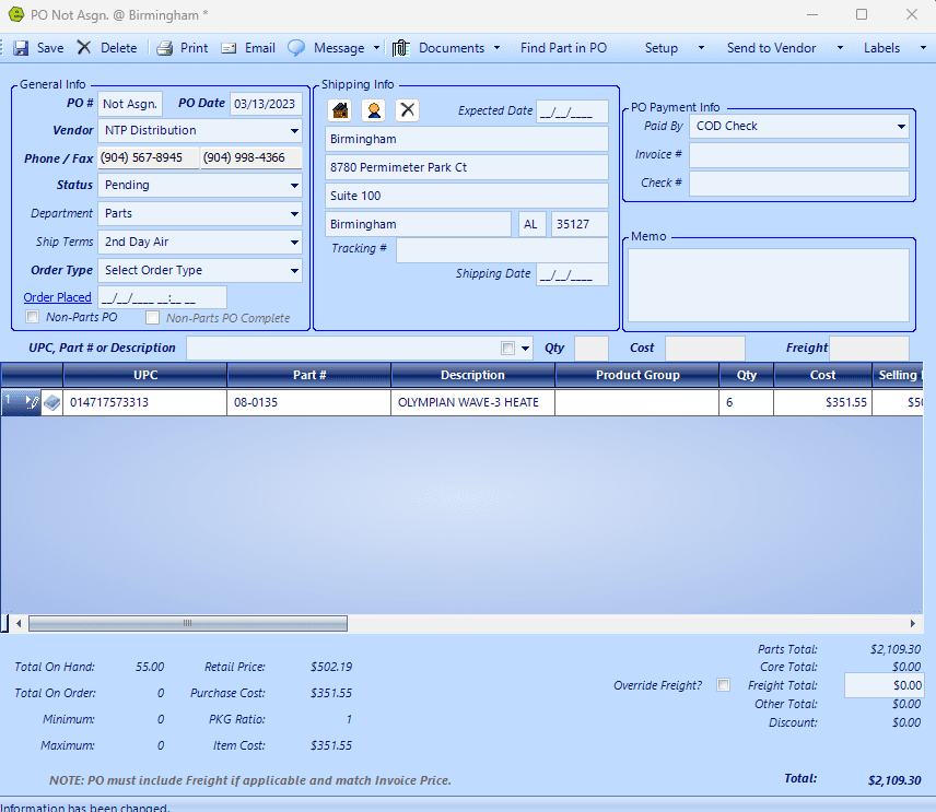 What's in EverLogic dealership software's modules: Parts inventory